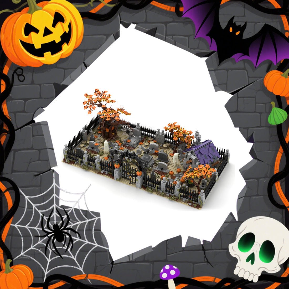 MOC-118821 Modular Haunted Cemetery Klemmbausteine | LesDiy
