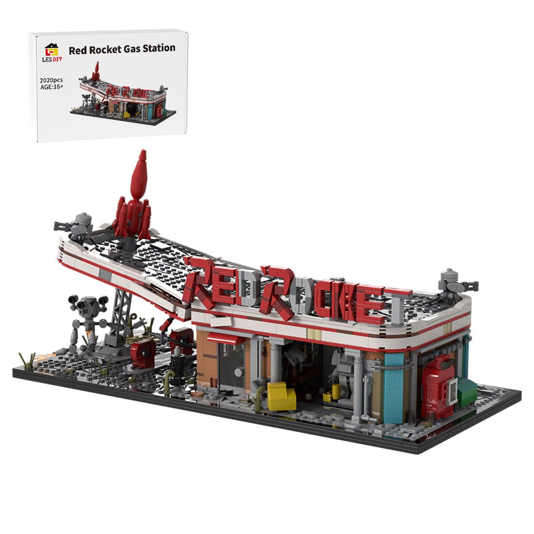 MOC-207430 Fallout Red Rocket Gas Station Klemmbausteine | LesDiy
