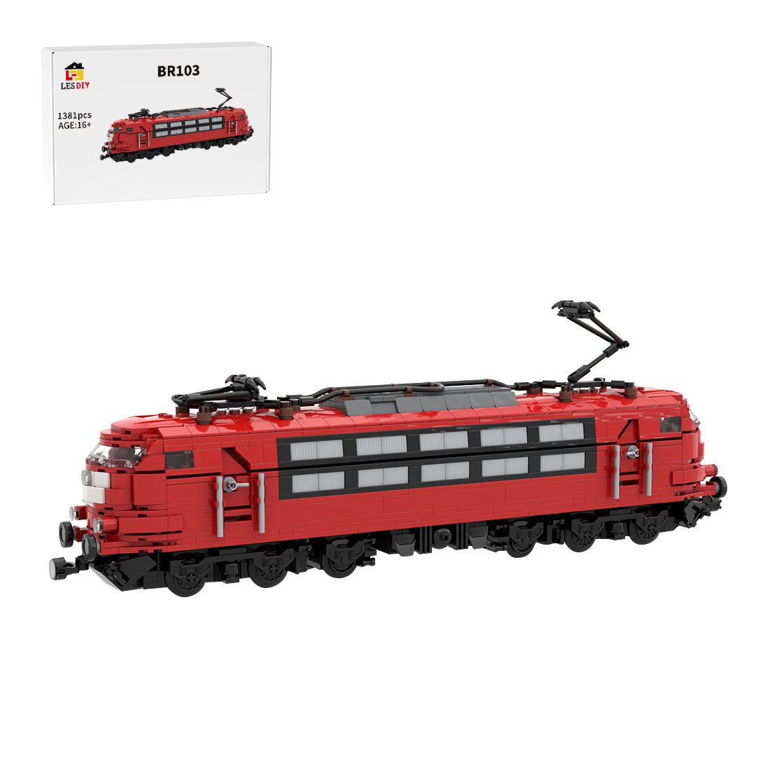 MOC-77293 BR 103 Locomotive Red (8 studs wide) Klemmbausteine | LesDiy
